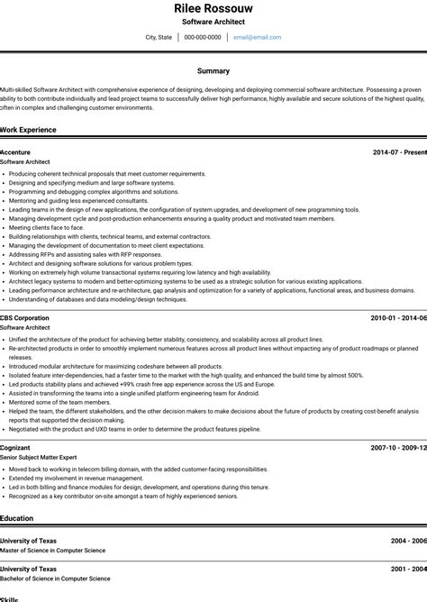 Software Architect Resume Samples And Templates Visualcv