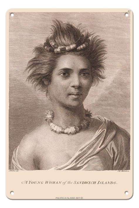 Hawaiian Native Girl Woman Of The Sandwich Islands Vintage Engraved