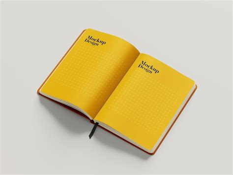 Premium Psd A Yellow Notebook Inner Side Mockup
