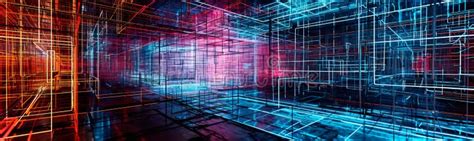 Lattice Structure With Intersecting Neon Lines Forming Complex Geometric Patterns Generative