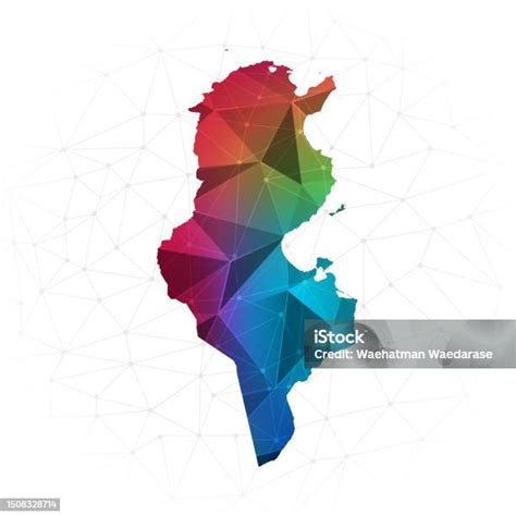 Tunisia Map Abstract Polygon Vector Illustration Low Poly Colorful Style Gradient Graphic Stock