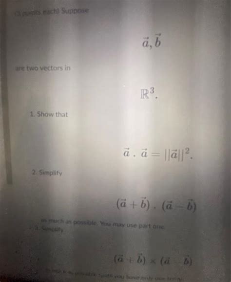 Solved Are Two Vectors In R Show That Aa A Chegg Com