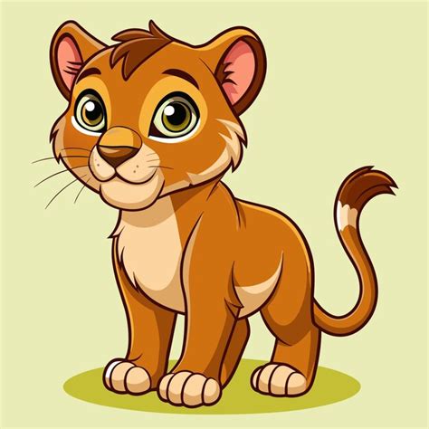 Premium Vector A Cartoon Of A Lion Cub With A Green Background