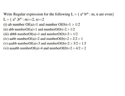 Solved Write Regular Expression For The Following L Anbmmn