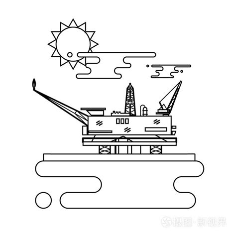 海上钻井平台简笔画 图库 五毛网