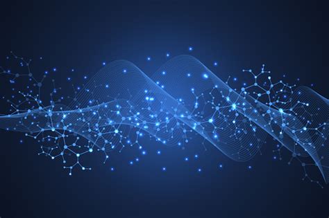 의학 과학 기술 화학에 대한 과학 분자 배경 Dna 분자와 과학 템플릿 벽지 또는 배너 동적 웨이브 흐름 분자 벡터 그림 Dna에 대한 스톡 벡터 아트 및 기타 이미지