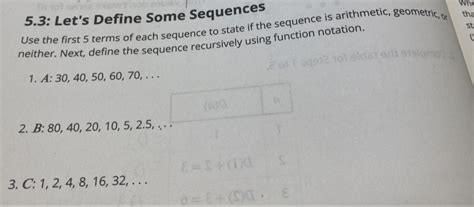 solved 5 3 let s define some sequences wh use the first 5 terms of