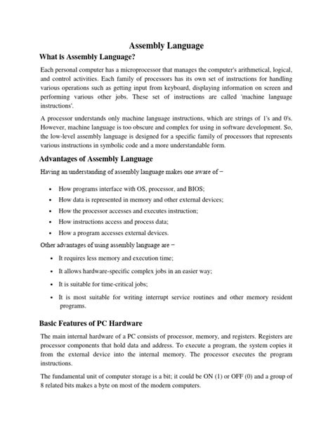 assembly language pdf assembly language central processing unit