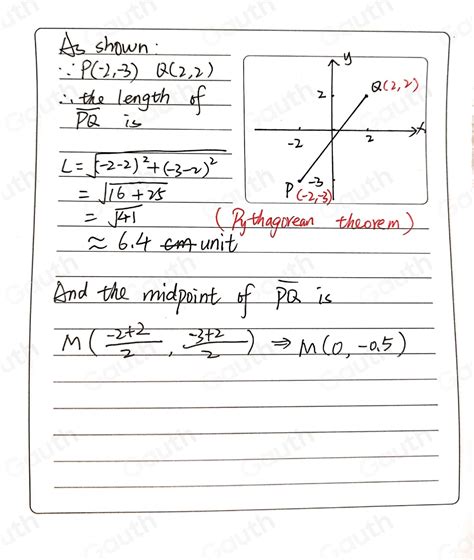 solved plot the segment overline pq with endpoints p 2 3 and q 2 2