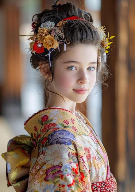 Young Girl In Traditional Japanese Kimono Premium Ai Generated Image