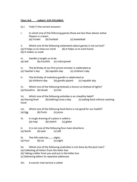 Class 3rd Syllabus Pdf