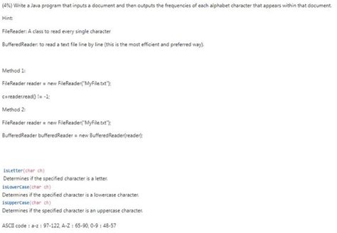 Solved 4 Write A Java Program That Inputs A Document And