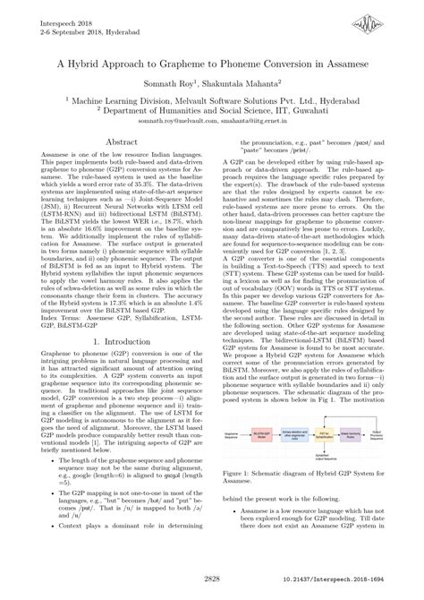 Pdf A Hybrid Approach To Grapheme To Phoneme Conversion In Assamese