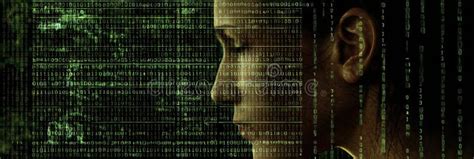 A Human Silhouette Contemplates The Intricate Patterns Of Genetic Code Merging Biology And