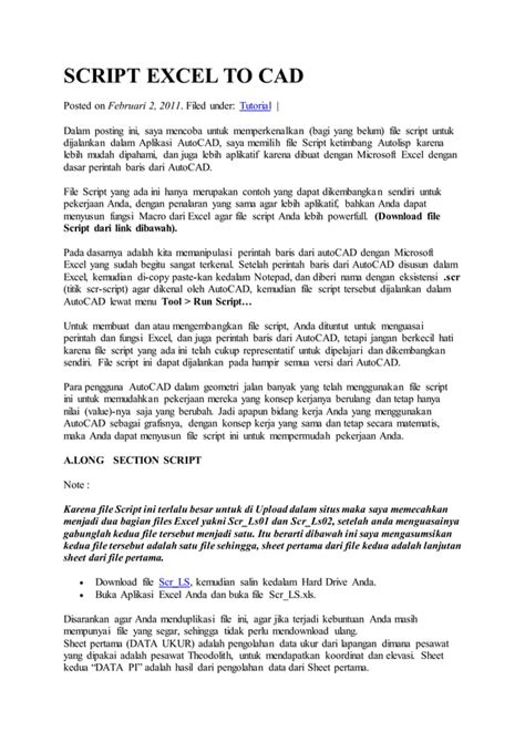 Script Excel To Autocad Docx