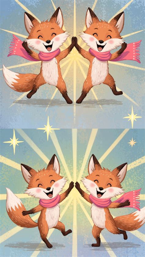 Free Joyful Fox Twins Image Foxes Twins Illustration Download At