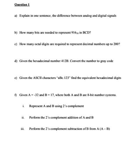 Solved A Explain In One Sentence The Difference Between Analog And