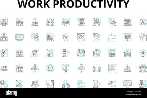 Work Productivity Linear Icons Set Efficiency Motivation Focus Time Management Organization