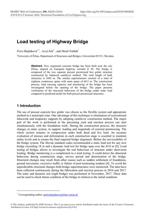 PDF Load Testing Of Highway Bridge