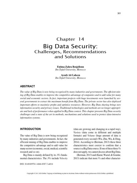 Big Data Security Challenges Recommendations And Solutions Pdf
