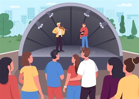Ilustración Vectorial De Color Plano De Conciertos De Música En Directo