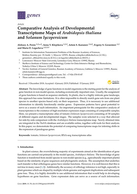 Pdf Comparative Analysis Of Developmental Transcriptome Maps Of Arabidopsis Thaliana And