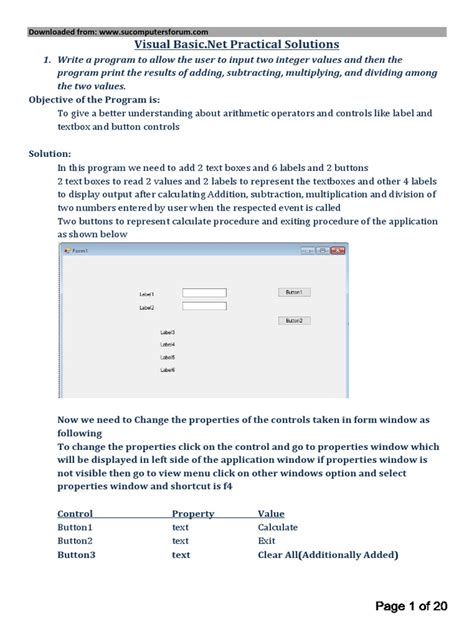 Vbnet Programs Pdf Multiplication Computing