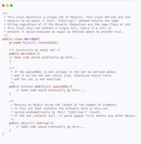 Solved Using The Interface Description Below For The Weirdset Class