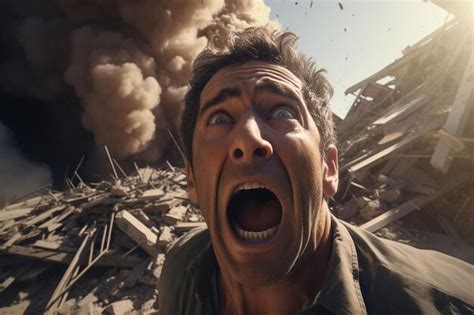 Premium Photo A Man In The Face Of An Earthquake Expresses Generative Ai