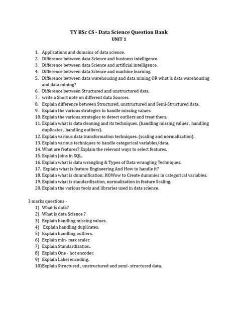 Tycs Data Science Questions Bank Pdf Statistical Classification