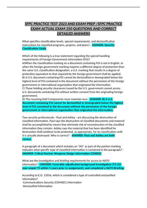 Sfpc Practice Test 2023 And Exam Prep Sfpc Practice Exam Actual Exam 250 Questions And Correct