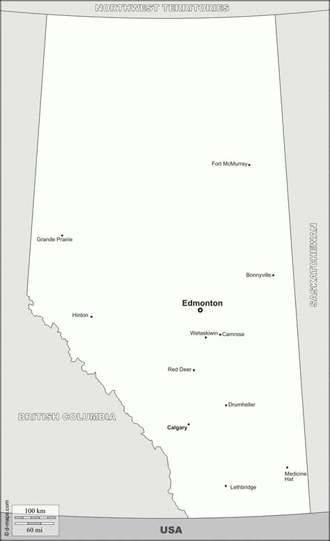 Alberta Free Map With Blank City Map Template