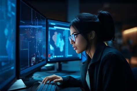 Premium Photo Confident Cybersecurity Analyst Working On A Generative Ai