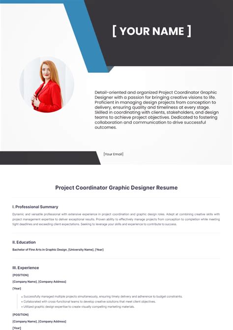 Project Coordinator Graphic Designer Resume Edit Online And Download