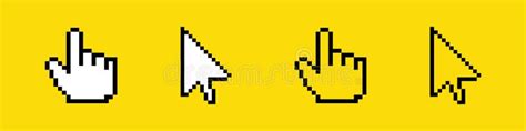 Pixelated Cursor Icons On Yellow Background Stock Vector Illustration Of Screen Pointer