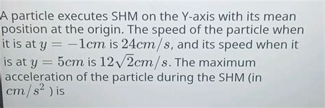 A Particle Executes SHM On The Y Axis With StudyX