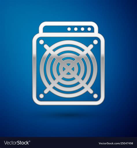 Silver Asic Miner Icon Isolated On Blue Background