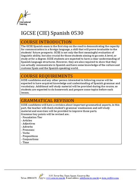 Igcse Cie Spanish 0530 Pdf
