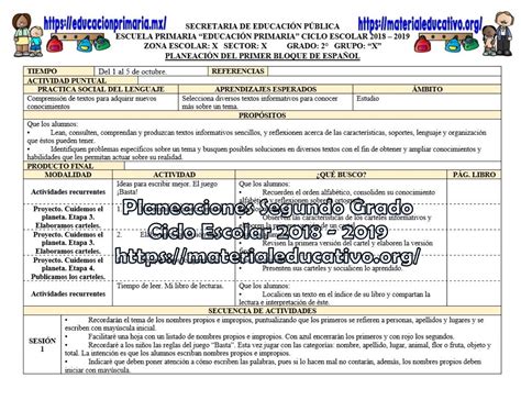 Planeaciones Del Primer Trimestre Para El Segundo Grado Actualizadas Al