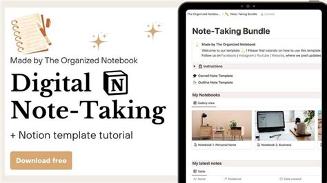 Note Taking Notion Template Bundle Free Download The Organized