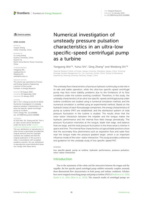 Pdf Numerical Investigation Of Unsteady Pressure Pulsation