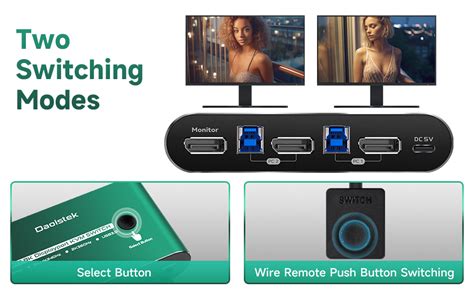 Amazon Com Kvm Switch 1 Monitors 2 Computers Dp 4k 144hz Kvm Switch Dp 3440 1440 175hz Dp Kvm