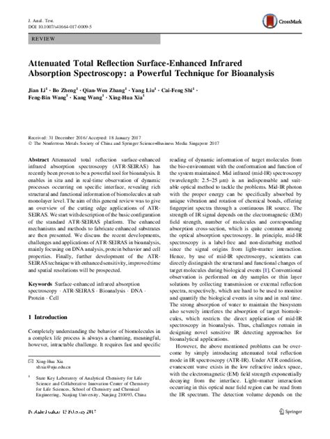 Pdf Attenuated Total Reflection Surface Enhanced Infrared Absorption