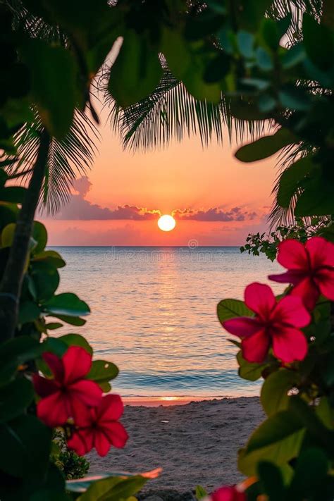 Tropical Beach Flowers 70 Thousand Beach Flowers Sunset Royalty Free