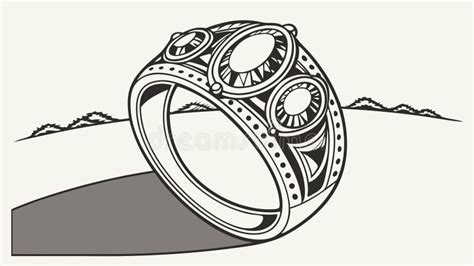 Elegant Detailed Ring With Precious Stone Jewelry Luxury Design Element Vector Design