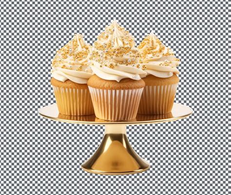 Premium Psd Delightful Gold Glitter Cupcake Stand Isolated On