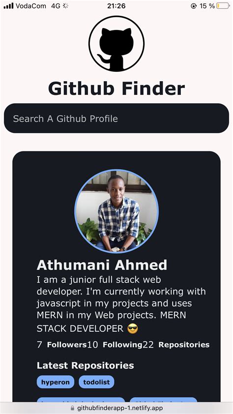 Github Finder Web Application Devpost