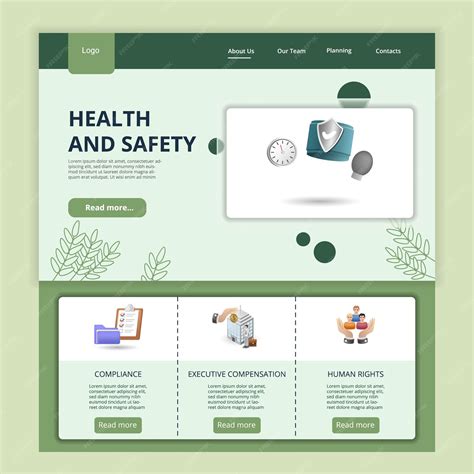 Premium Vector Health And Safety Flat Landing Page Website Template