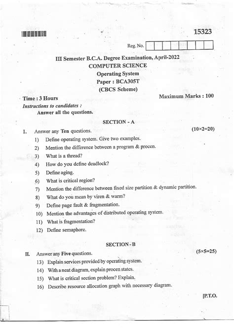 operating system 3rd semester batchelor of computer applications