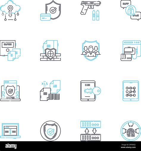 nerk protection linear icons set security firewall encryption